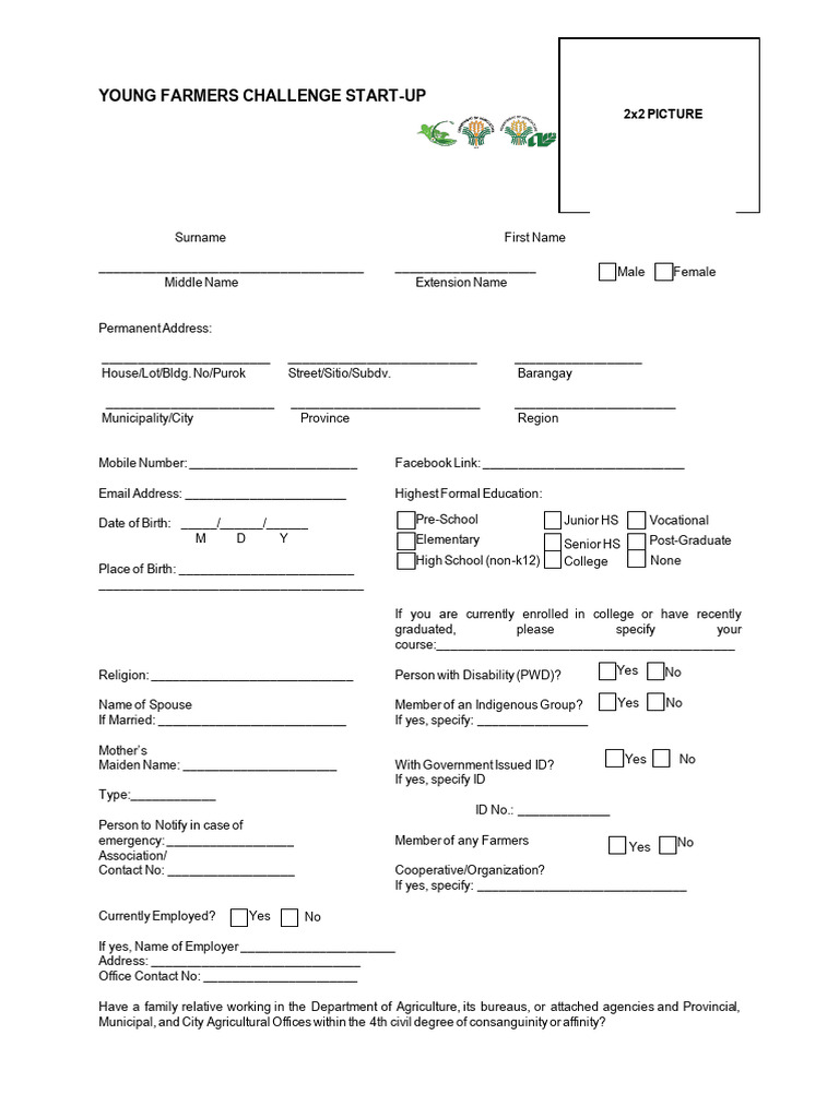 Application Form Start-Up (YFC) | PDF