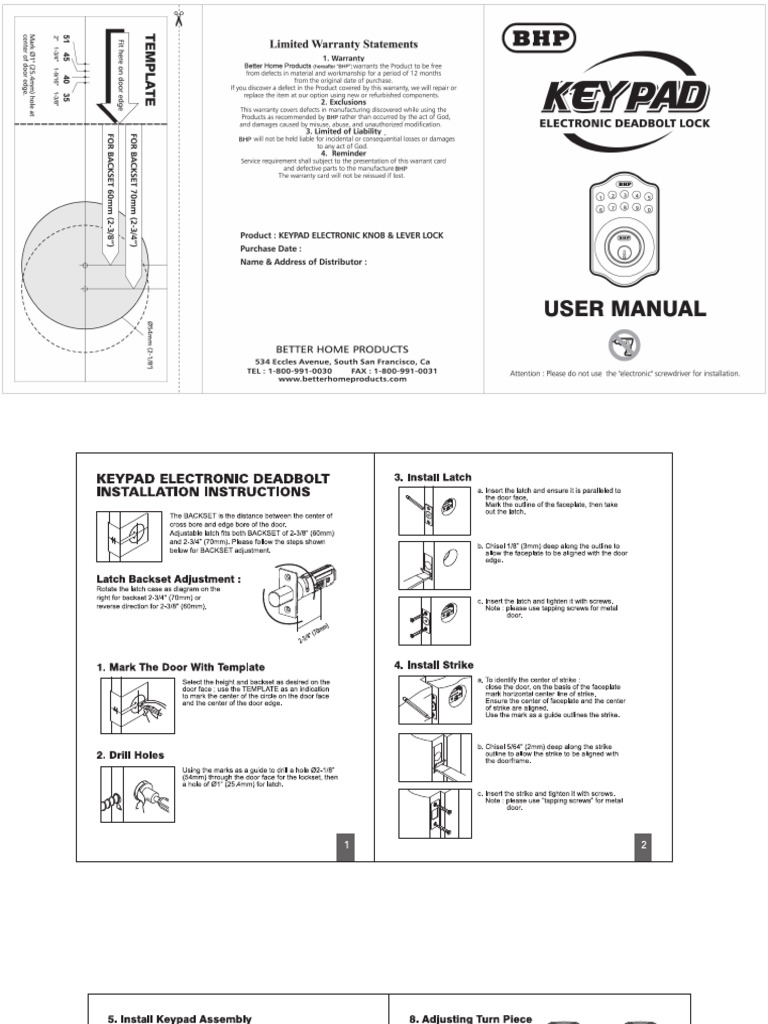 Manual-11-Keypad-Deadbolt | PDF