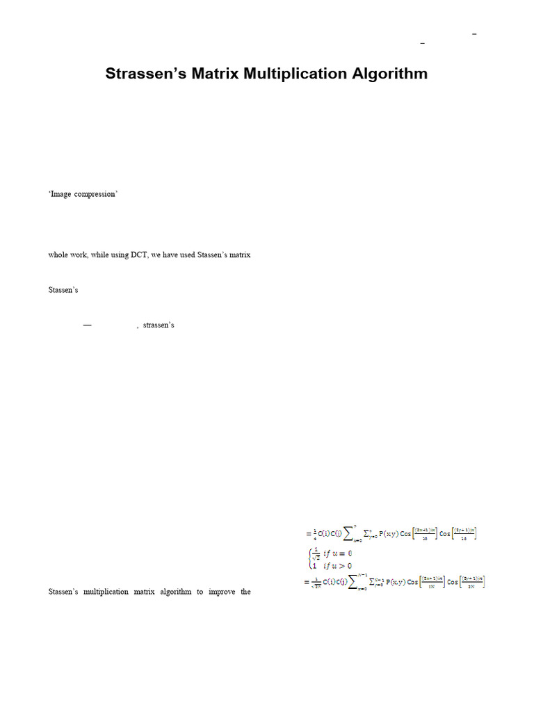 An Efficient DCT Compression Technique Using Strassen's Matrix ...
