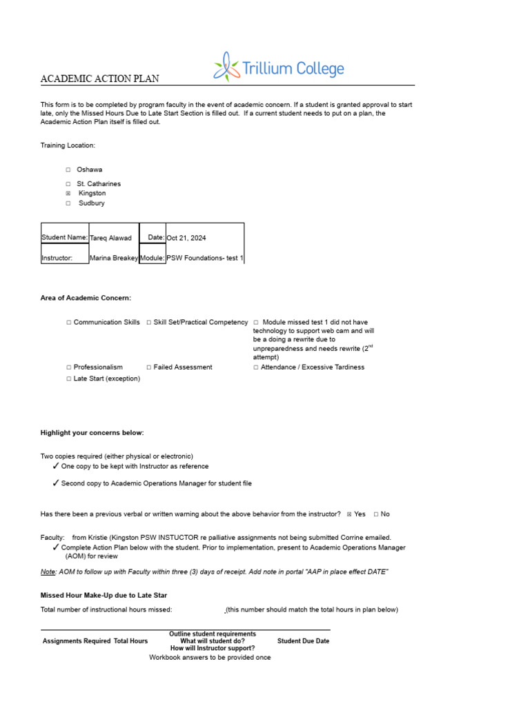 Academic Action Plan Tareq Alawad | PDF