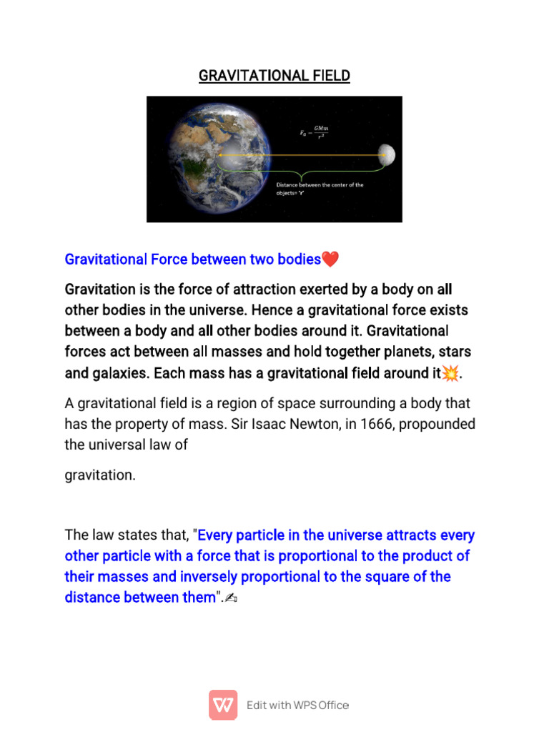 Gravitational Field | PDF | Force | Gravity