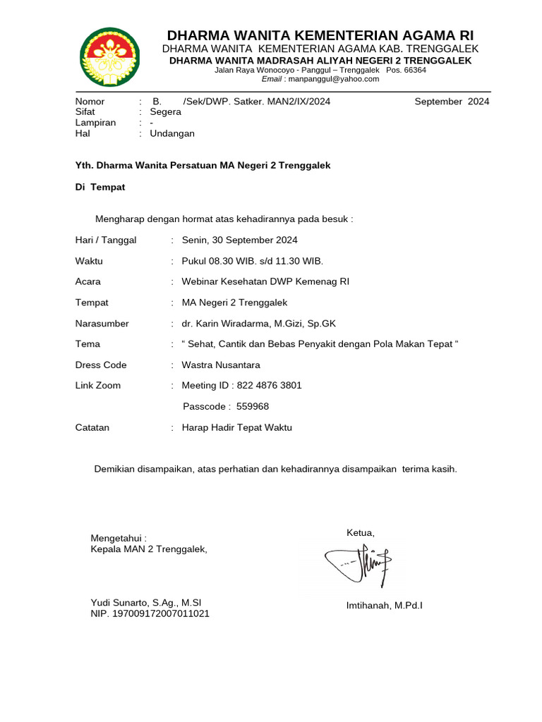 Surat Undangan Dharma Wanita | PDF