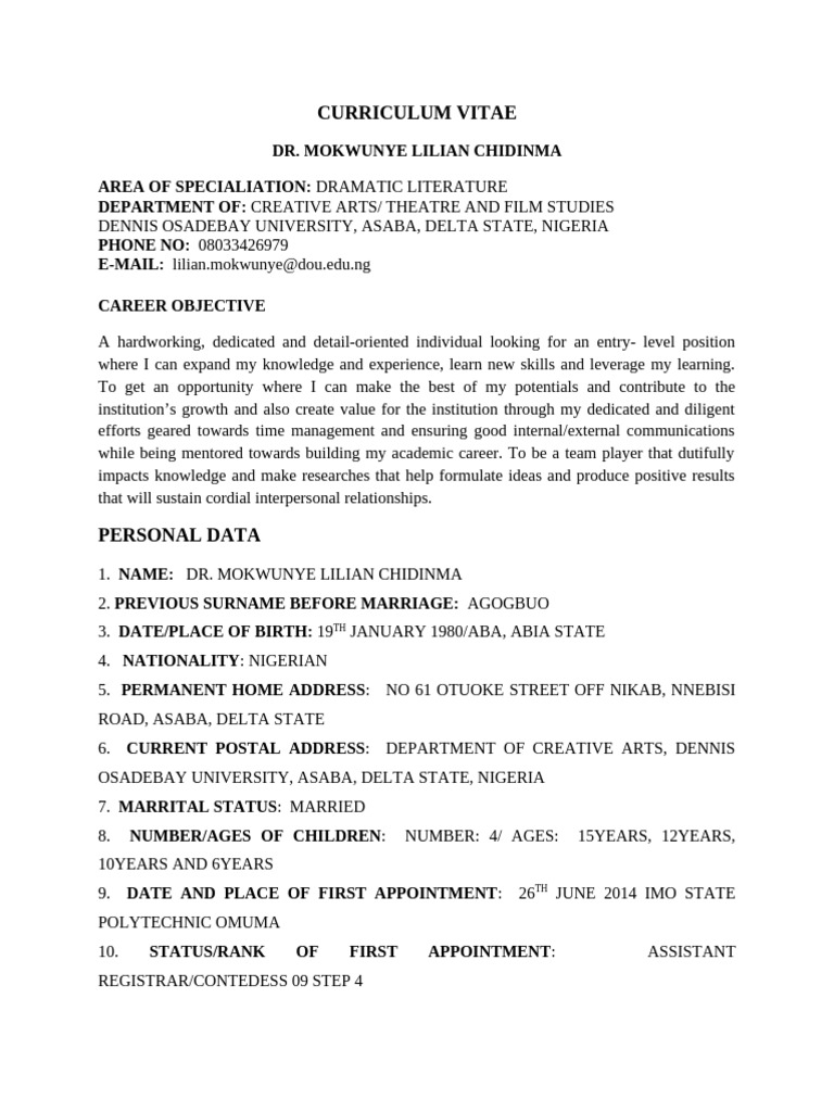 CURRICULUM VITAE For DR Light - 075556 | PDF | Thesis | Doctor Of ...