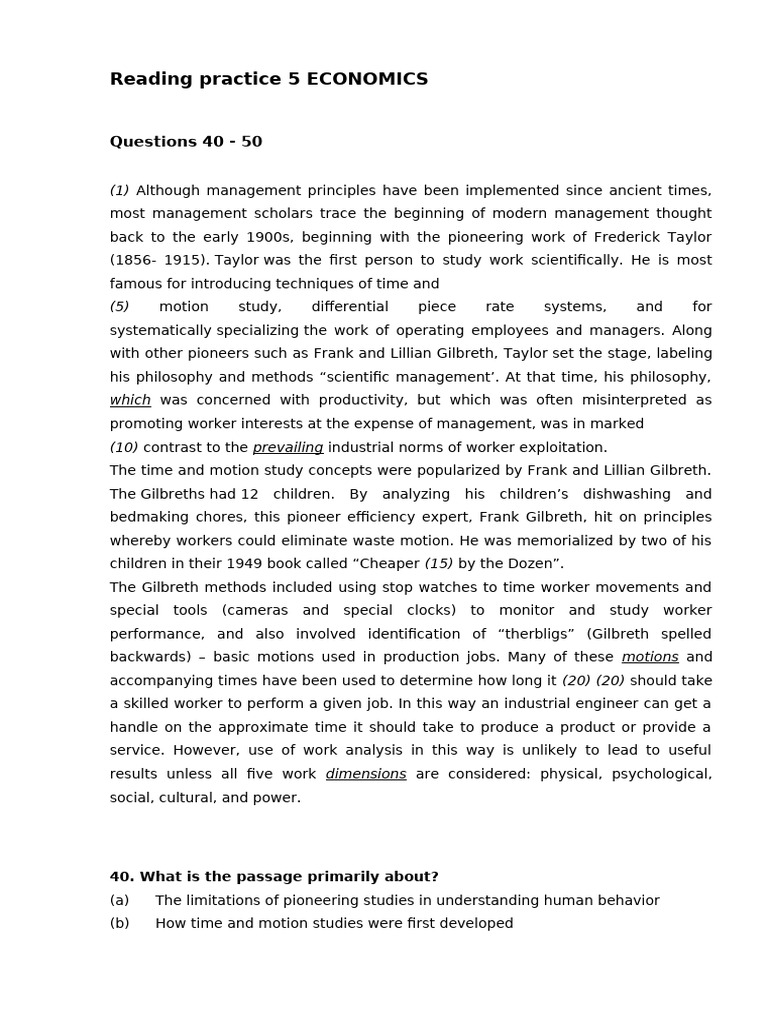 Reading practice 5 ECONOMICS | PDF | Business | Behavioural Sciences