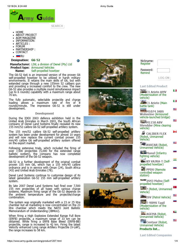 G6-52 Army Guide | PDF | Artillery | Shell (Projectile)