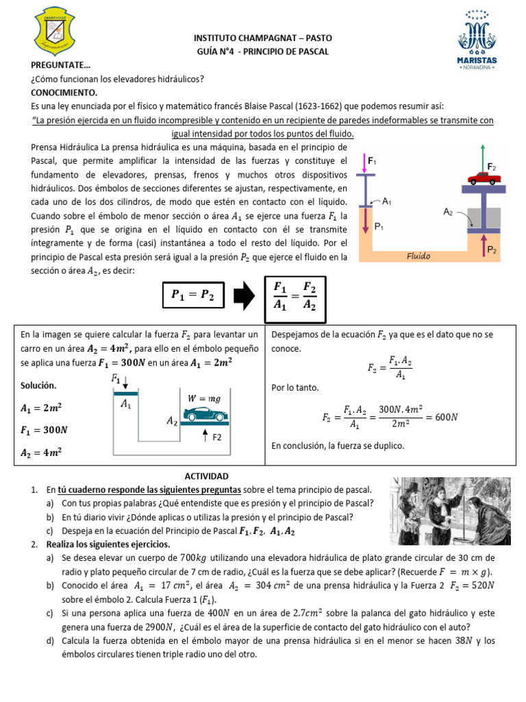 Principio de Pascal en Hidráulica | PDF | Gases | Líquidos