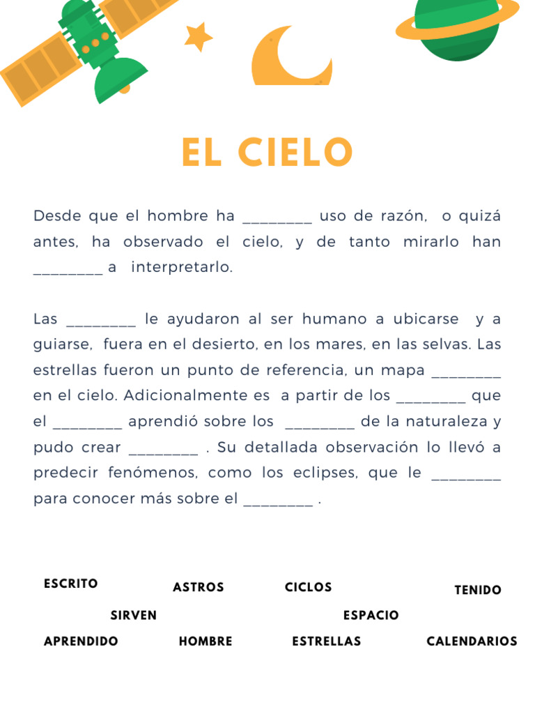 El Cielo 80 Ejercicios de Compresión de Lectura | PDF