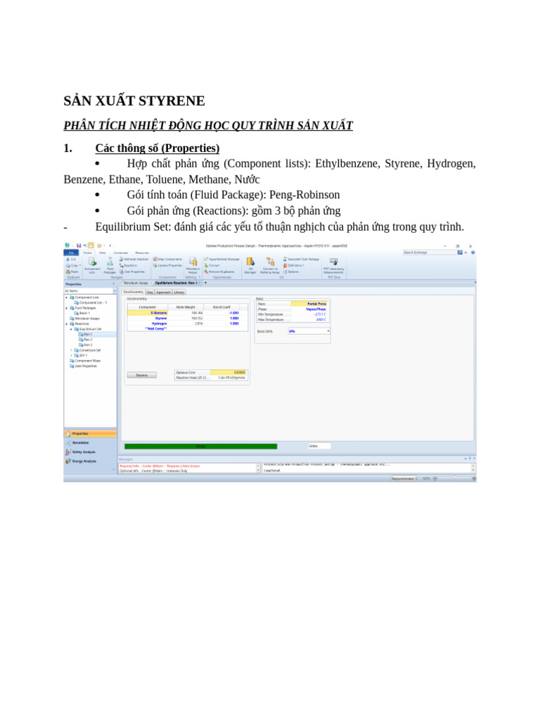 Styrene Production Design - Step by Step | PDF