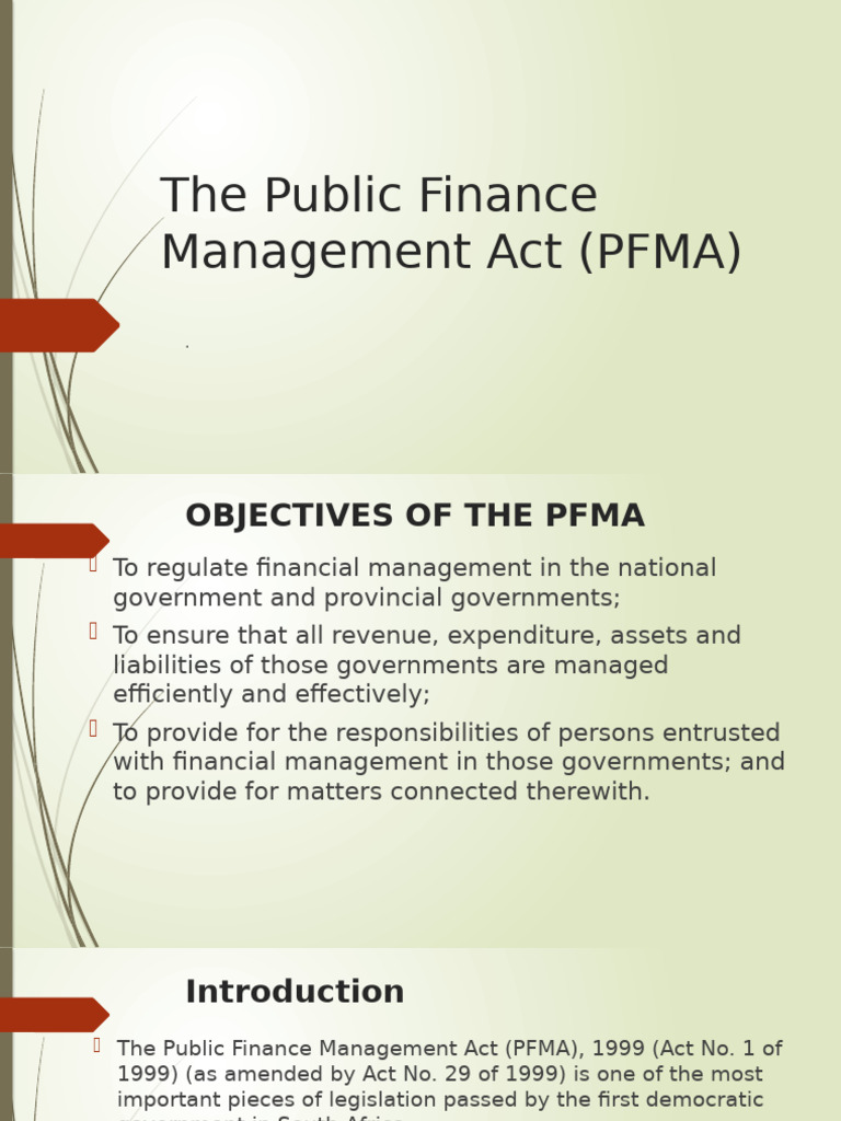 Learning Area 2 Part 4 The Public Finance Management Act (PFMA) | PDF ...