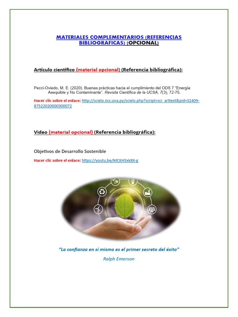 (Opcional) Materiales Complementarios - Referencias Bibliográficas | PDF