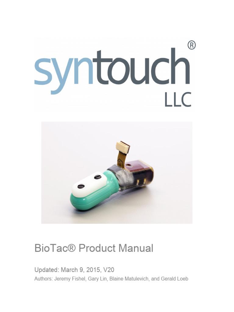 BioTac Product Manual | PDF | Electrical Connector | Electrical Engineering