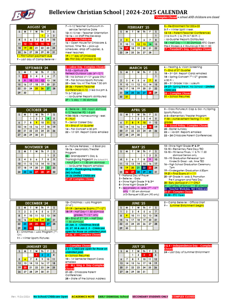 24 25 BCS School Calendar | PDF