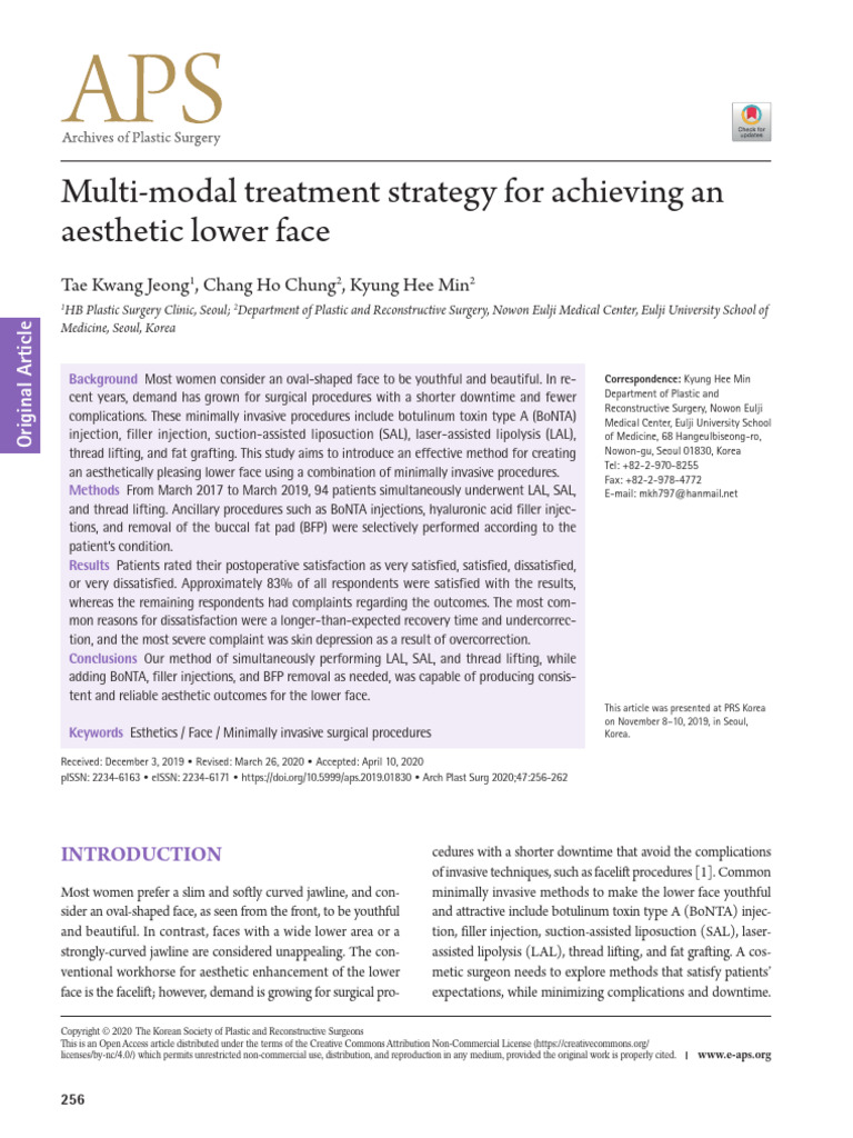 Multi-Modal Treatment Strategy For Achieving An Aesthetic Lower Face ...