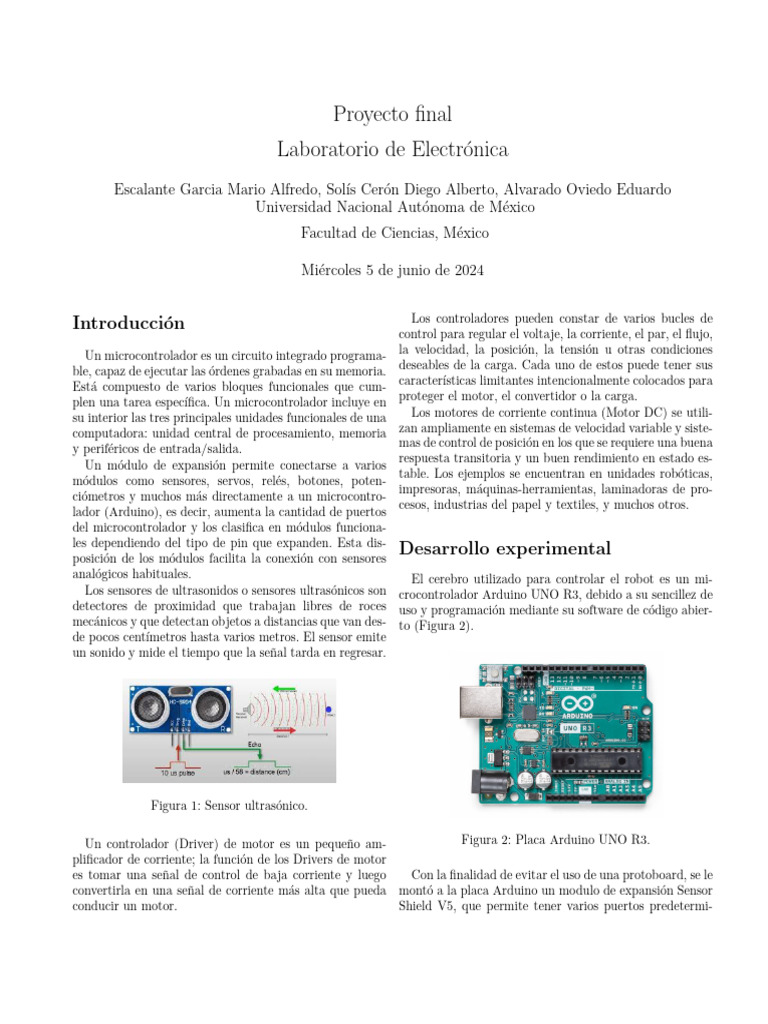 Proyecto Final Laboratorio de Electrónica | PDF | Microcontrolador | Arduino