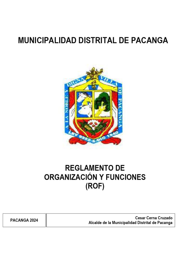Proyecto Reglamento de Organizacion y Funciones MDP | PDF | Gobierno local | Alcalde