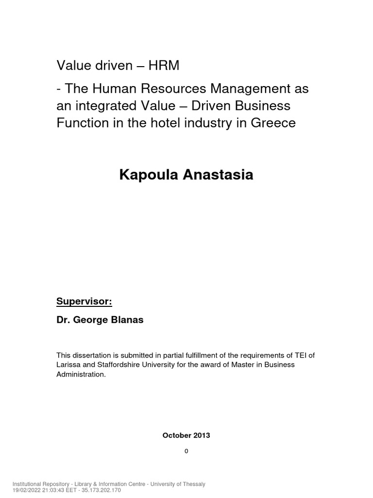 Value Driven HRM The Human Resources Man | PDF | Human Resource ...