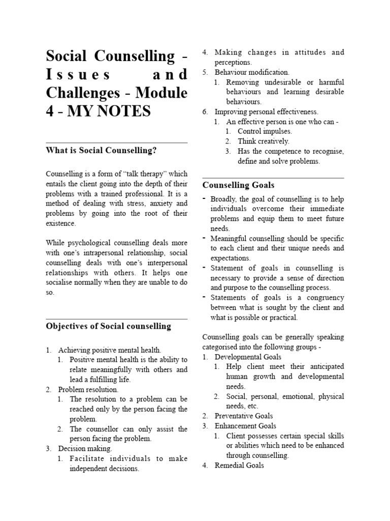 Understanding Social Counselling Issues | PDF | Psychotherapy | Mental ...