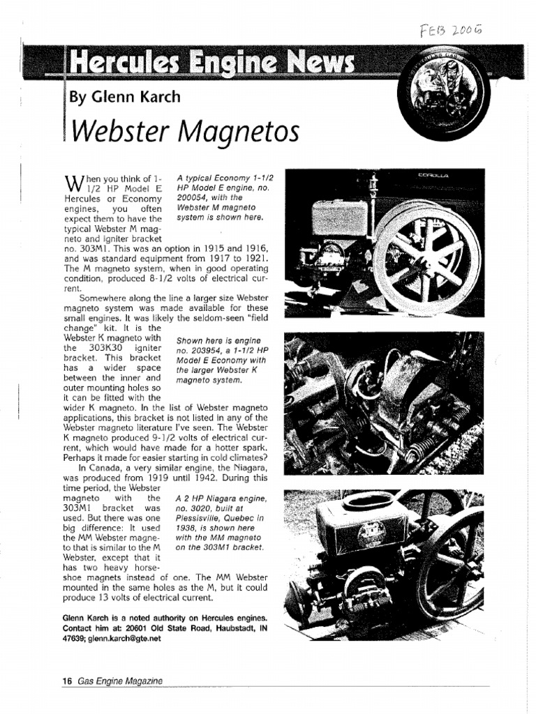Webster Magneto Engine Hercules | PDF
