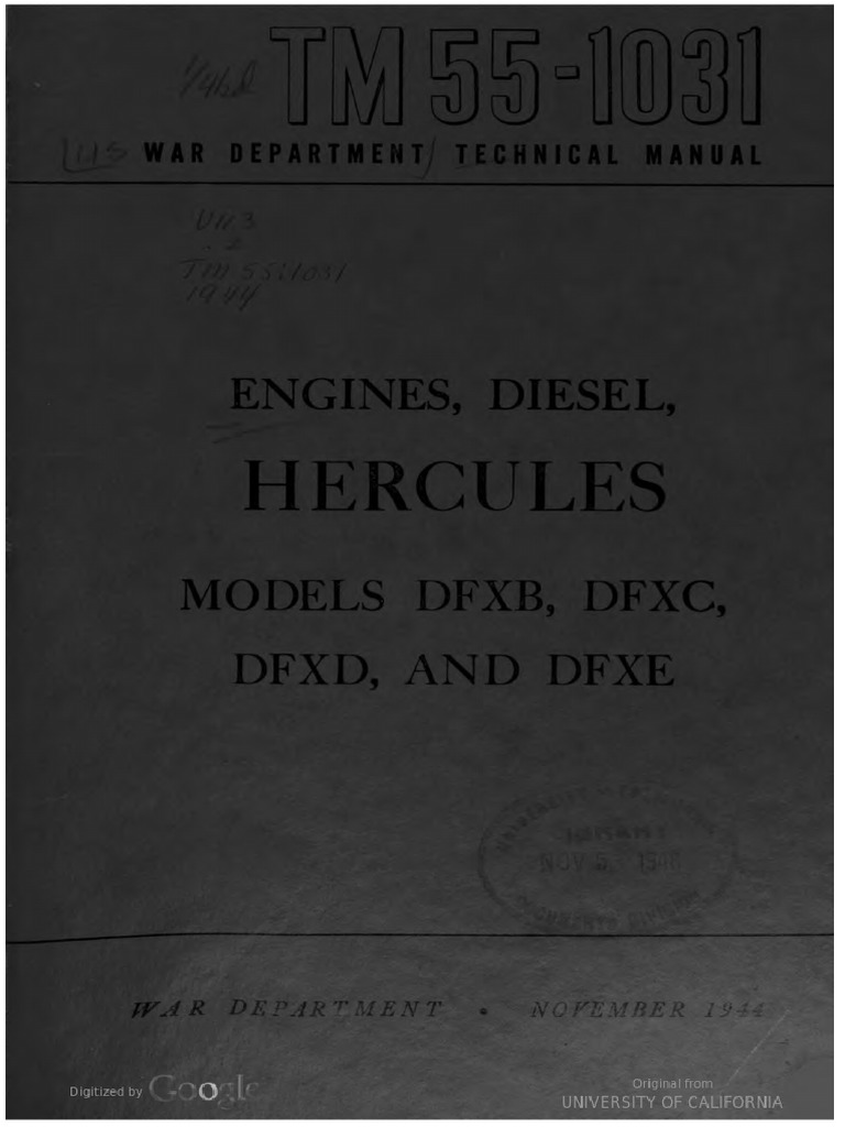 Engines Diesel Hercules Models Dfxb DFXC DFXF DFXE | PDF
