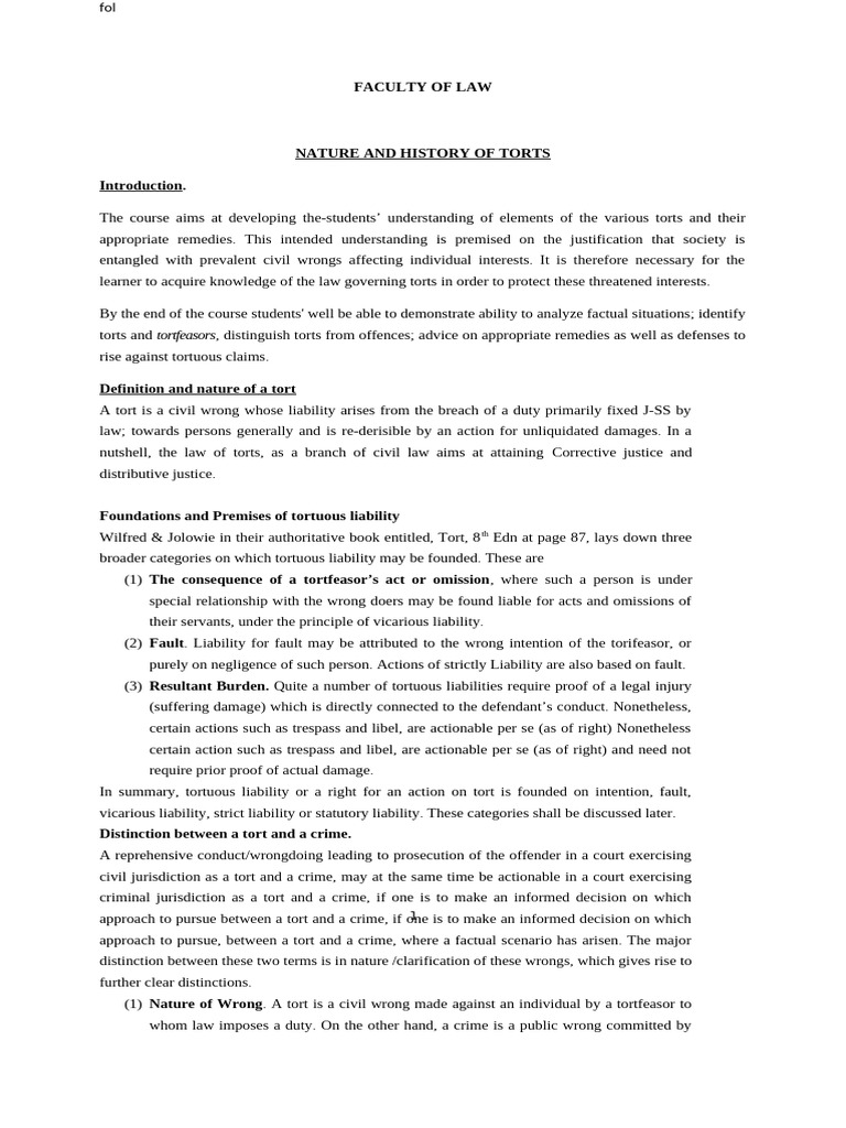 Tort 1 | PDF | Tort | Conversion (Law)