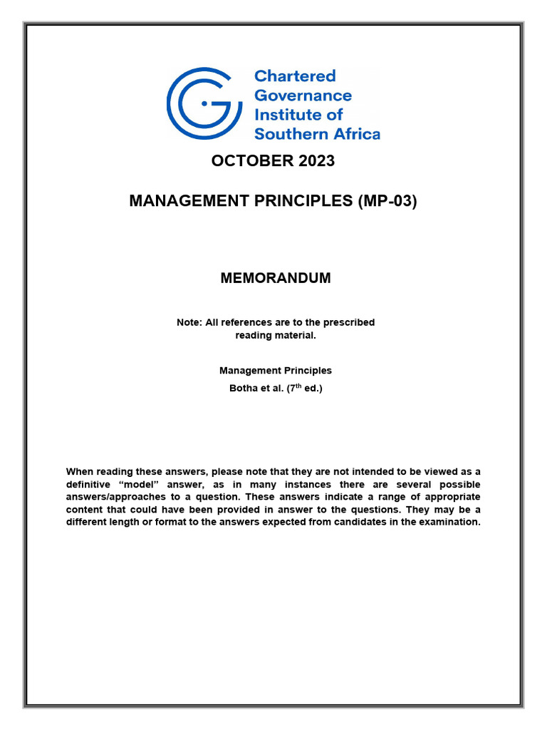 Management Principles Memorandum 2023 | PDF | Corporate Social ...