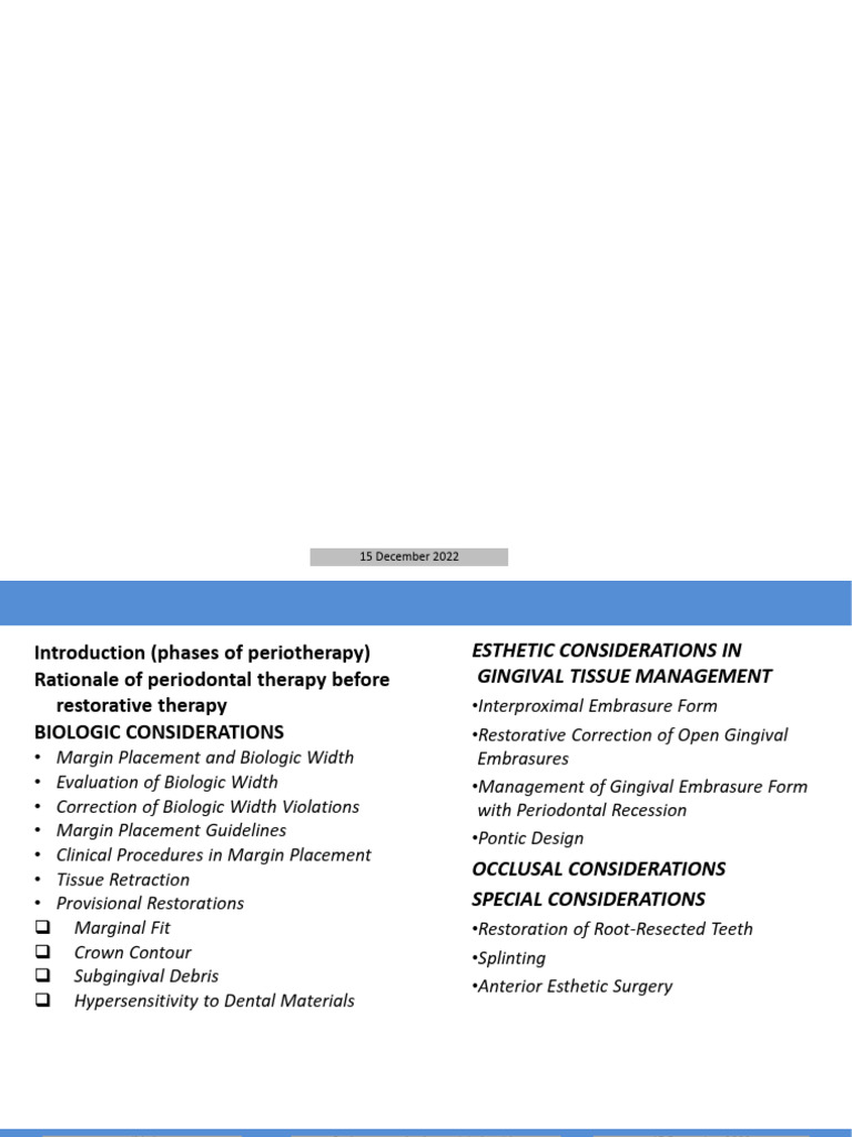 (Year 5) Periodontology Lecture - The Perio-Restorative ...