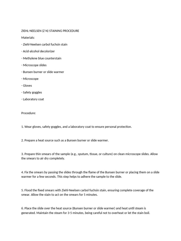 A Guide To ZN Staining | PDF