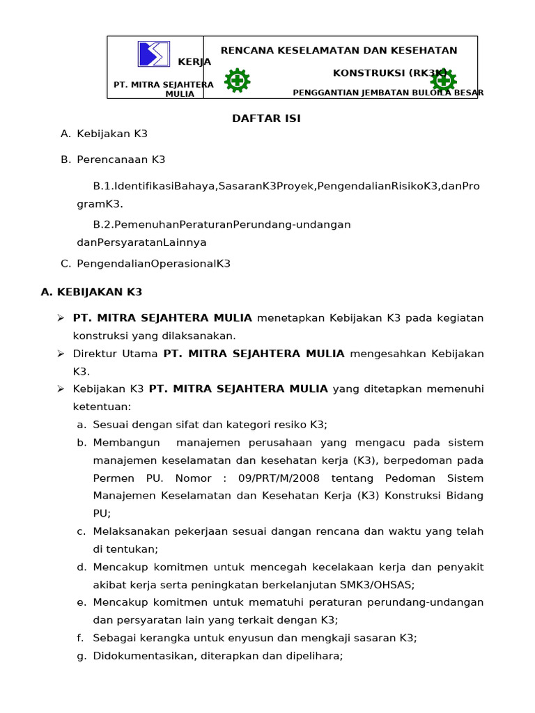 Rk3k Jembatan Buloila Besar PT Mitra | PDF