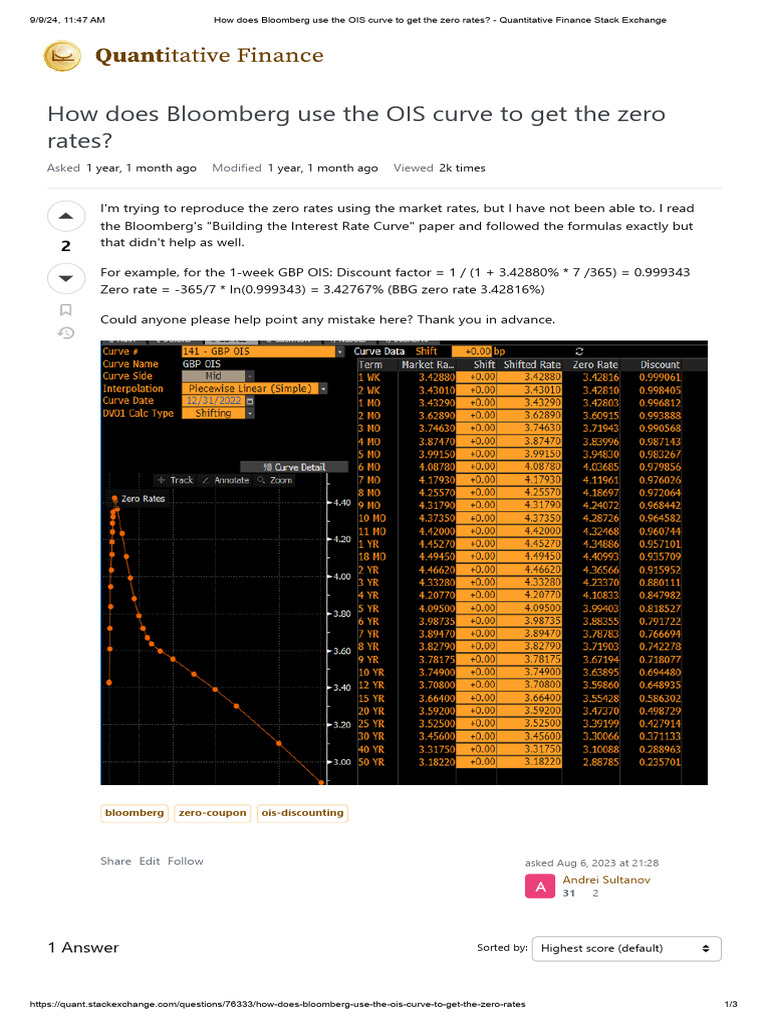 How does Bloomberg use the OIS curve to get the zero rates | PDF ...
