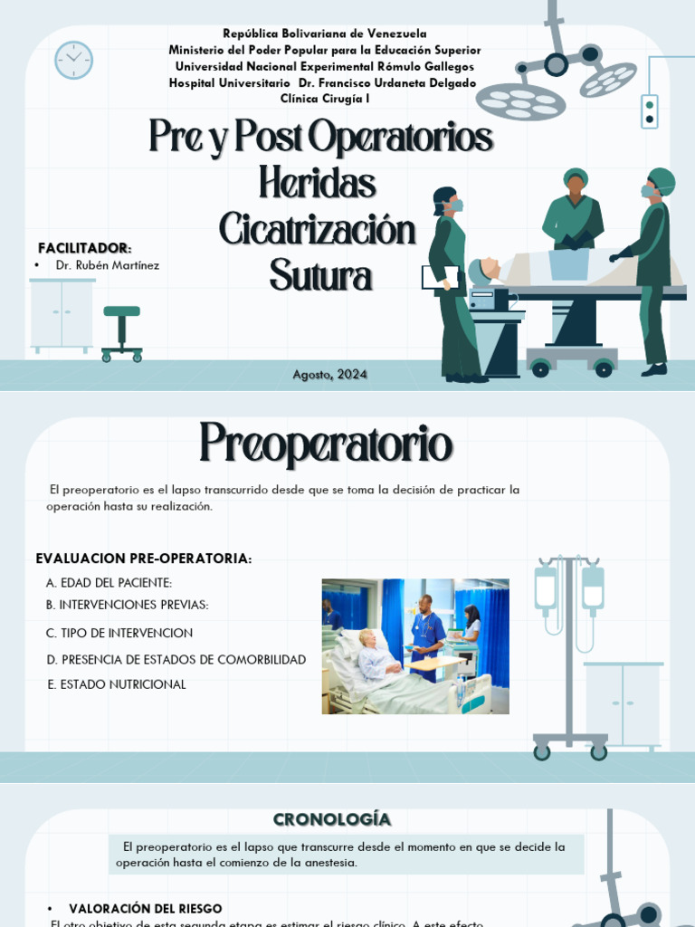 Pre y Post Operatorios LISTAS | PDF | Cicatrización de la herida | Piel