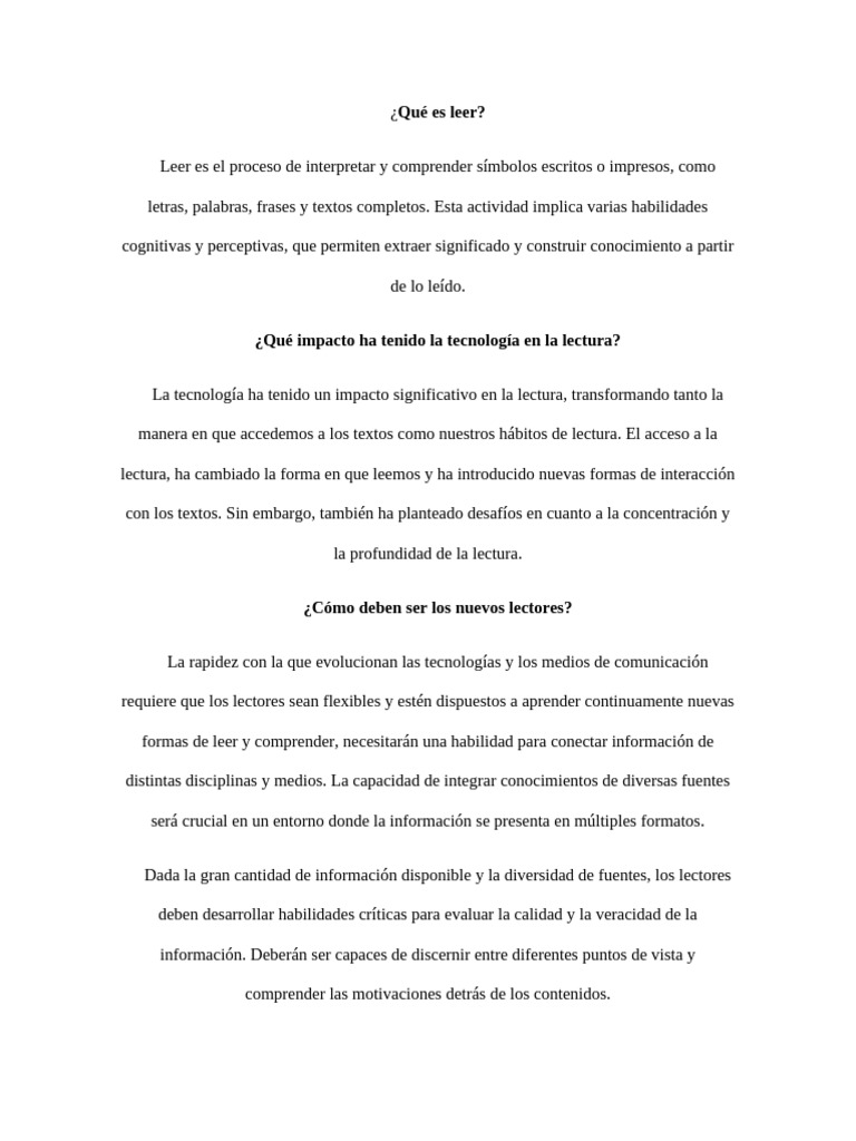 La Tecnologia y La Lectura | PDF | Información | Ciencia cognitiva