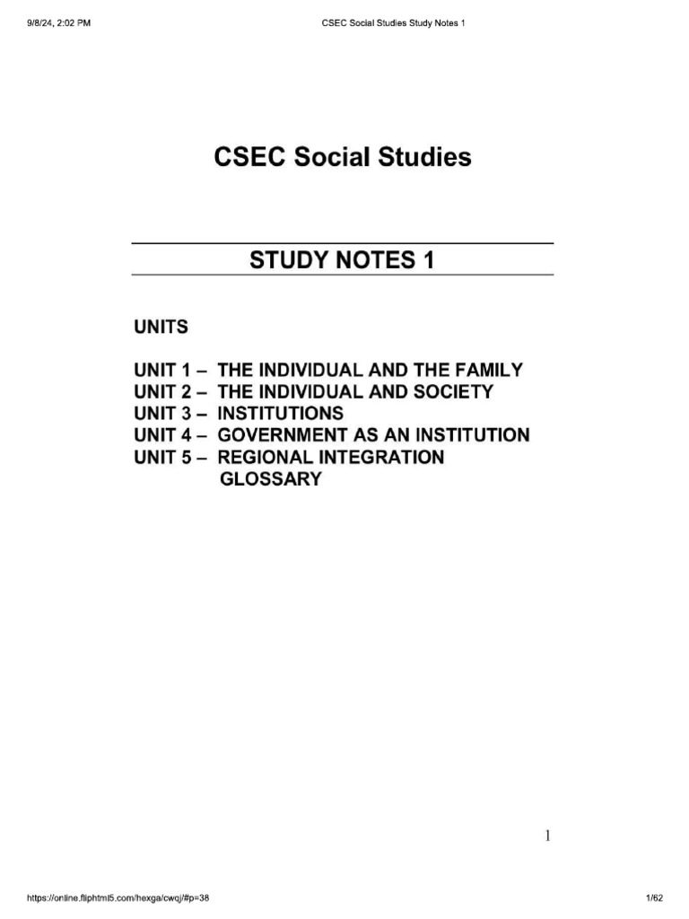 Social Studies Notes CXC | PDF