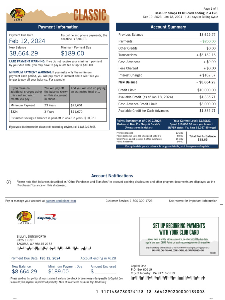 Bass Pro Shops Credit Card Statement | PDF | Credit Card | Annual ...