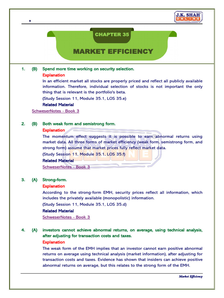 Market Efficiency 1 | PDF | Efficient Market Hypothesis ...