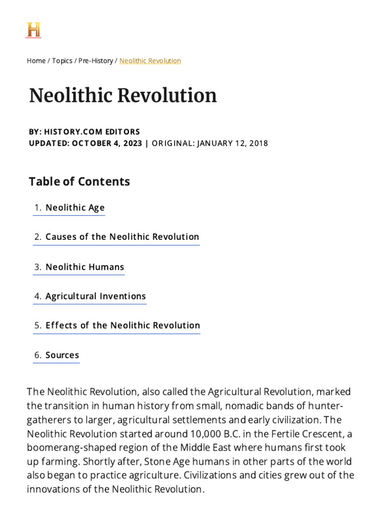 Neolithic Revolution - Definition, Characteristics & Facts - HISTORY ...