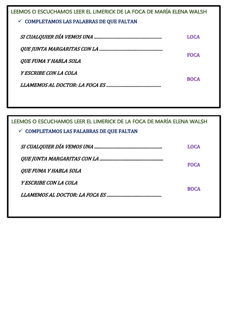 Limericks Iv - La Foca | PDF