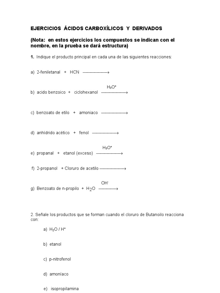 Ejercicios Acidos Carboxilicos y Derivados