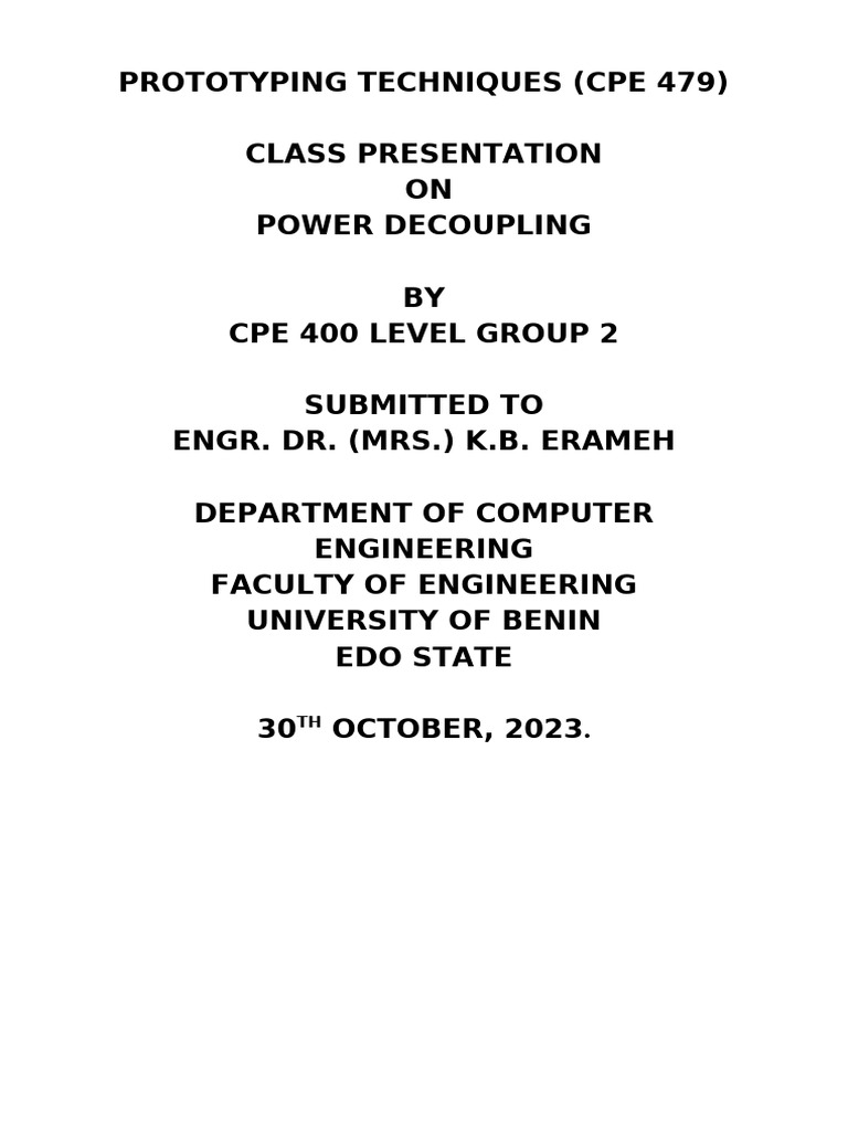 CPE479 Power Decoupling | PDF | Capacitor | Electromagnetic Interference