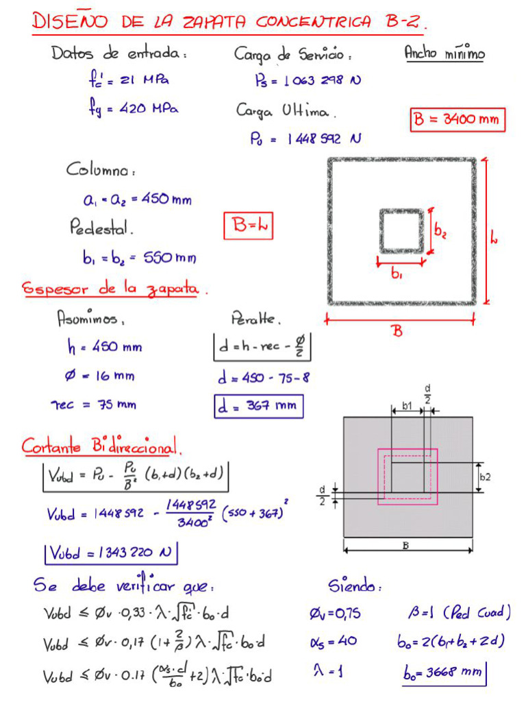 Ejemplo de Diseño Estructural de Zapata Concentrica | PDF