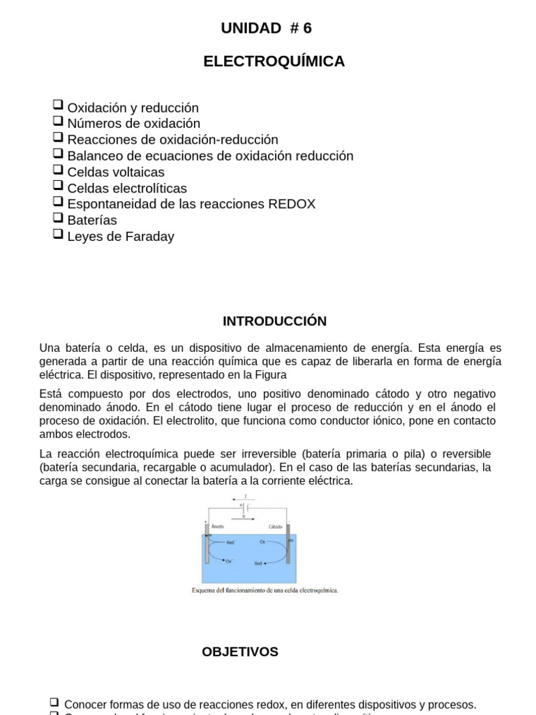 Unidad # 6 Electroquimica | PDF | Redox | Electrodo
