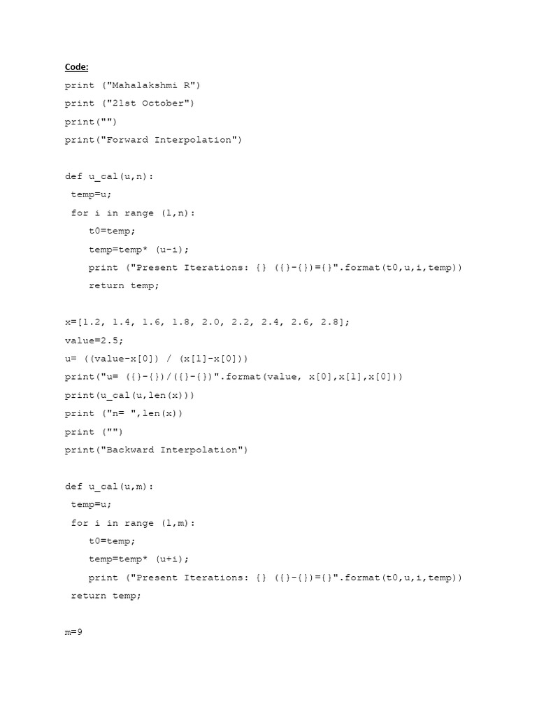 Mahalakshmi R Interpolation Assignment | PDF
