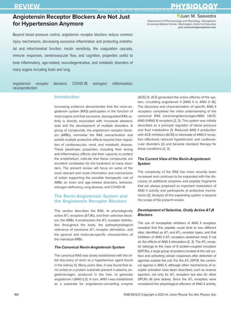 Saavedra 2021 Angiotensin Receptor Blockers Are Not Just For ...