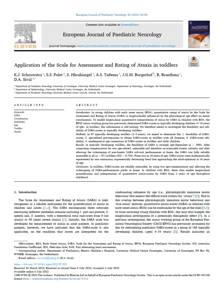 Application of The Scale For Assessment and Rating of Ataxia in ...