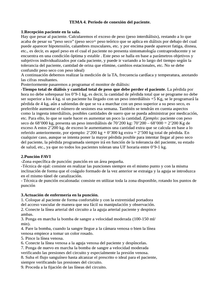 TEMA 4. Periodo de Conexión Del Paciente. 1.recepción Paciente en La ...