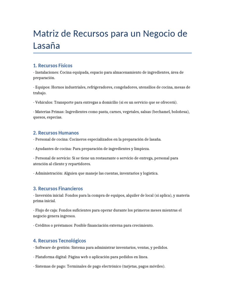 Matriz de Recursos | PDF