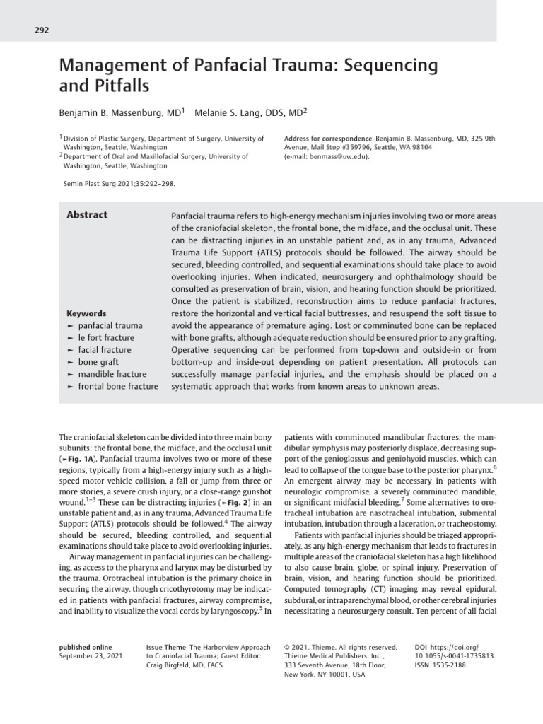Management of Panfacial Trauma - Sequencing and Pitfalls | PDF | Human ...
