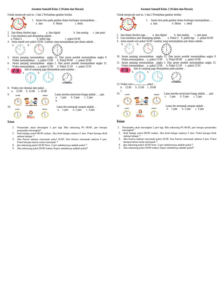 Asesmen Sumatif Kelas 2 MTK | PDF