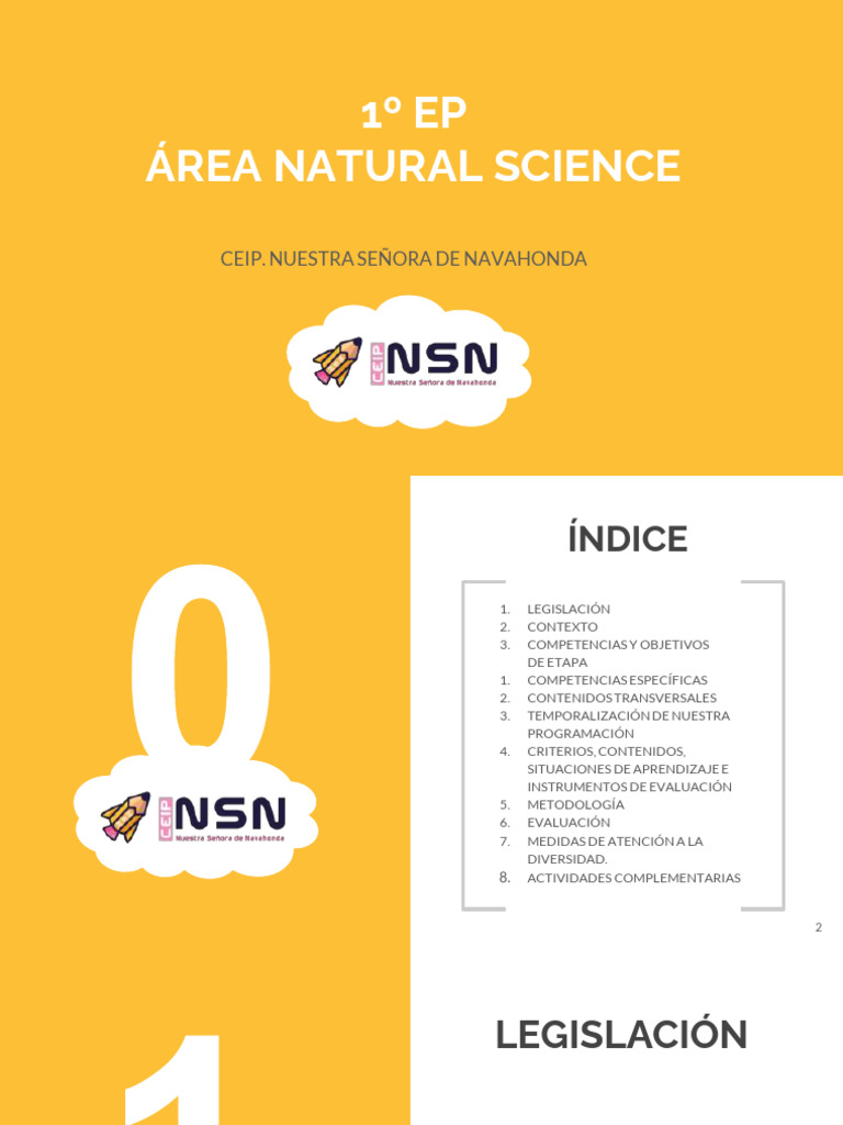 Programacion 1o NAT SCIENCE | PDF | Evaluación | Educación primaria