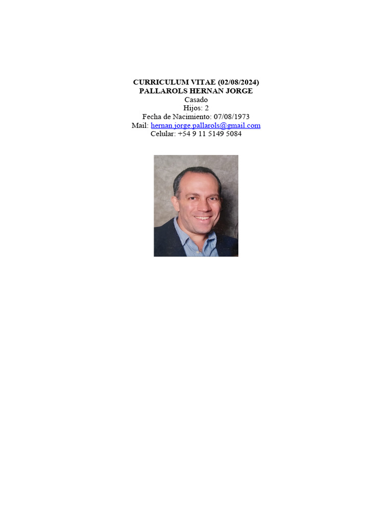 CV Hernan Jorge Pallarols - Agosto 2024 | PDF | Contabilidad | Tarjeta ...