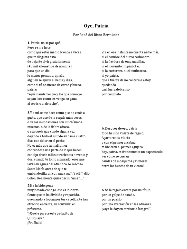 Oye Patria Poema | PDF